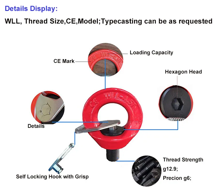 Yd-084 Wll0.4t Lifting Swivel Eye Bolts U-bolt Shackle Size M10 Lifting ...
