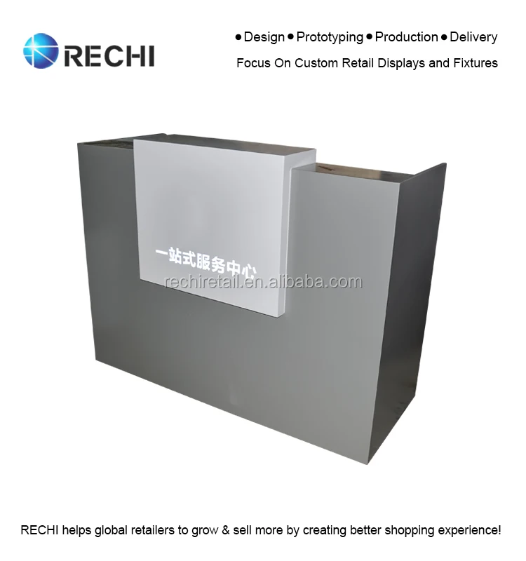 Custom Cashier Counter with Illuminated Logo for Retail