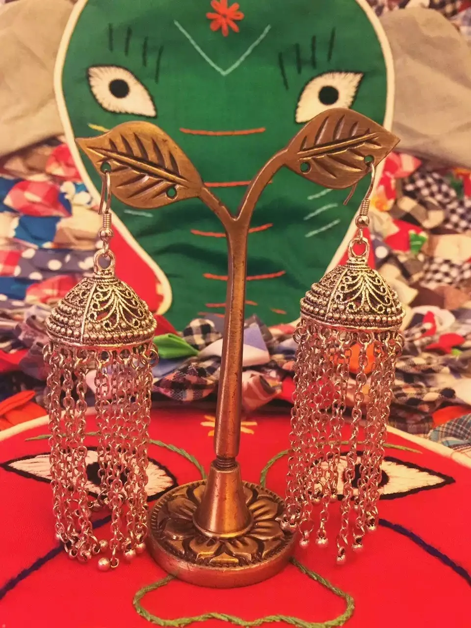 Antique Silver Ethnic Nepal Traditional Drop Dangle Jhumka Jhumki ...