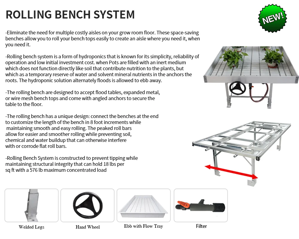 Hydroponic Rolling Benches For Commercial Greenhouse Grow Table - Buy ...