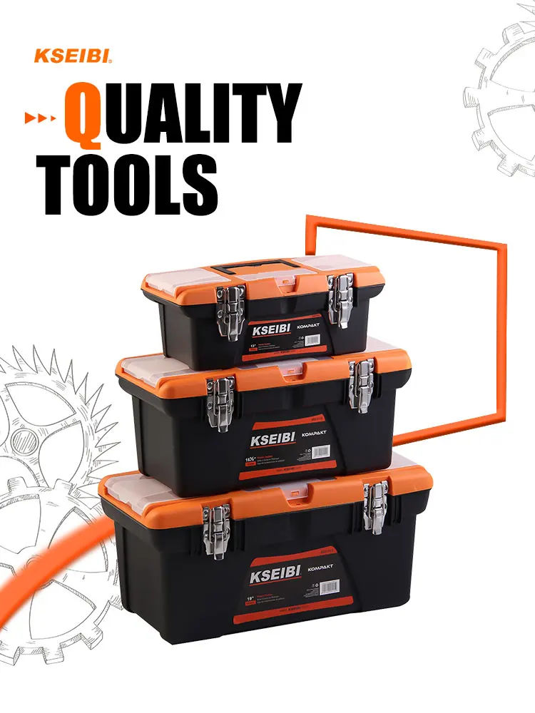 Plastic Tool Box With Steel Lock Hard Plastic Rolling Toolbox 13'' 16.5 ...