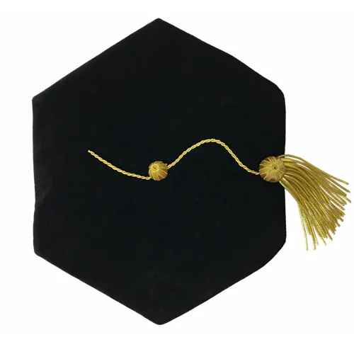 Wholesale 6-sided Black Velvet Doctoral Academic Graduation Tam Hat ...