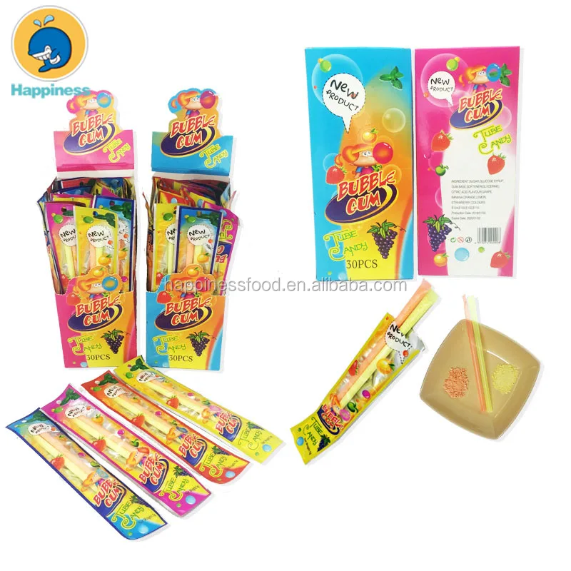 Chinese Fruit Flavor Powder Bubble Gum Tube Candy - Buy Bubble Gum ...