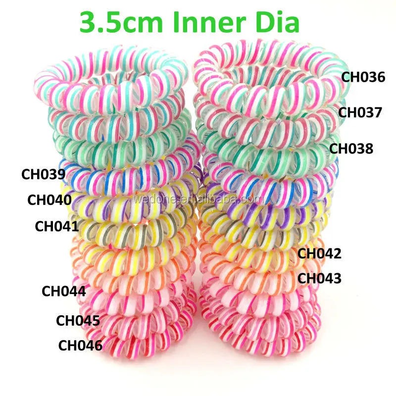 Stripe Pattern Telephone Wire Coil Hair Elastic Band Hair Tie - Buy ...