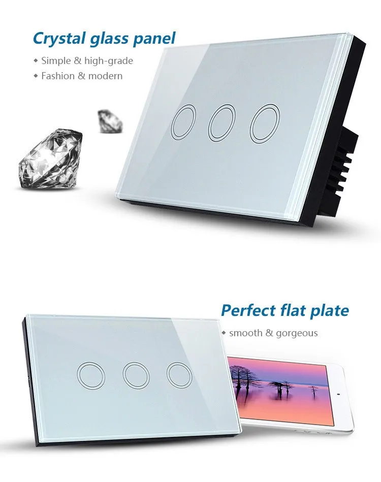 Weiwo High Quality Crystal Glass Panel Touch Switch Remote Control Rf ...