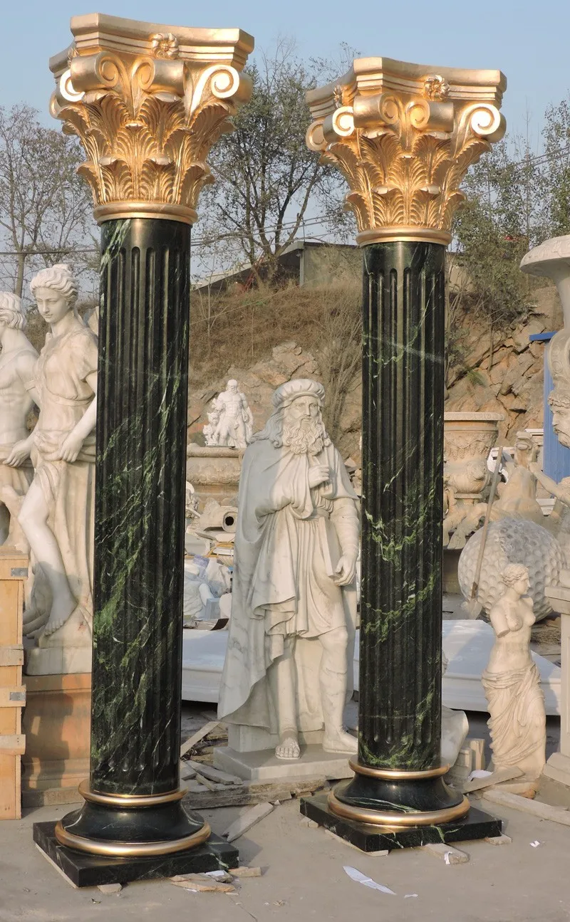 Gold Capital Roman Column,Green Marble Column Pillar,Stone Column (yl ...