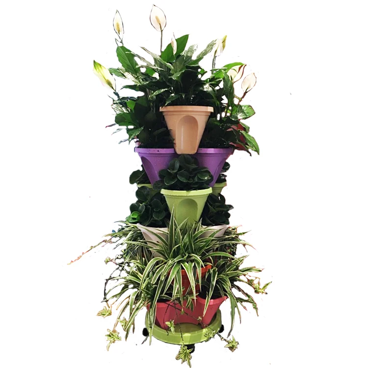 Balcony And Garden Petal Stacked Vertical Plant Pot Plastic Hydroponic ...