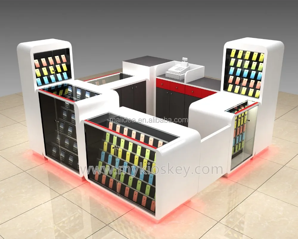 Glass cell phone display showcase for mobile phone shop decoration