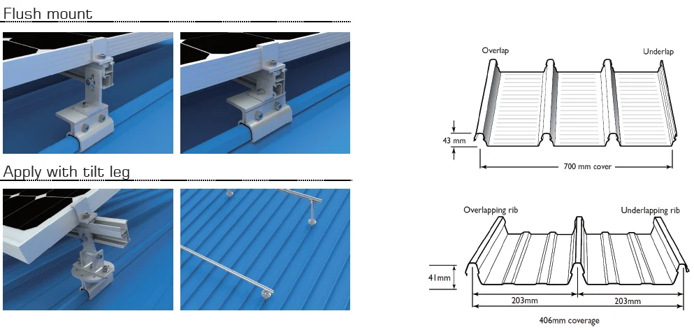 Solar Tin Roof Clamp Mounting Rack For Klip Lok Pv Roof - Buy Tin Roof ...