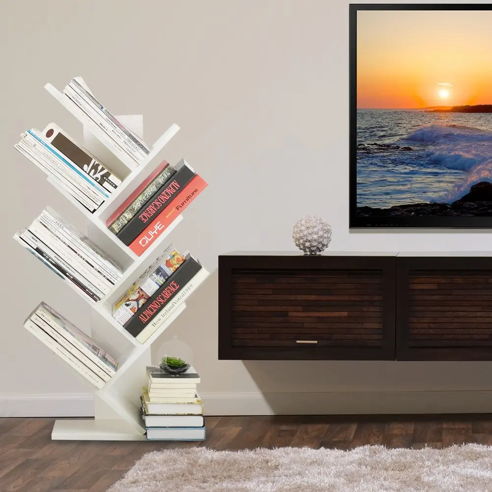 Bookcase 7 Shelf Bookshelves Wood Compact Book Rack Display Rack ...