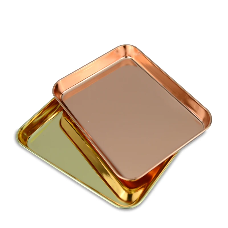 Manufacturers Rose Gold Rectangle Serving Metal Tray Stainless Steel ...