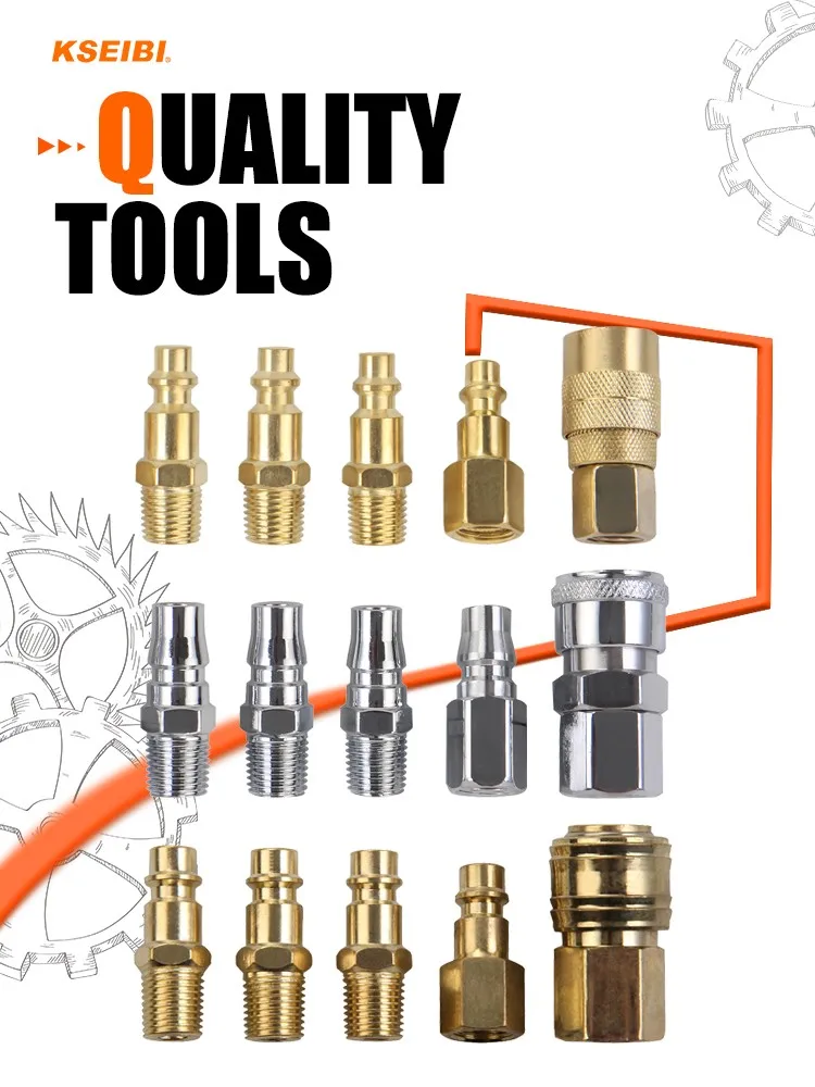Kseibi Construction Pneumatic Air Coupling Fitting Quick Coupler Set ...
