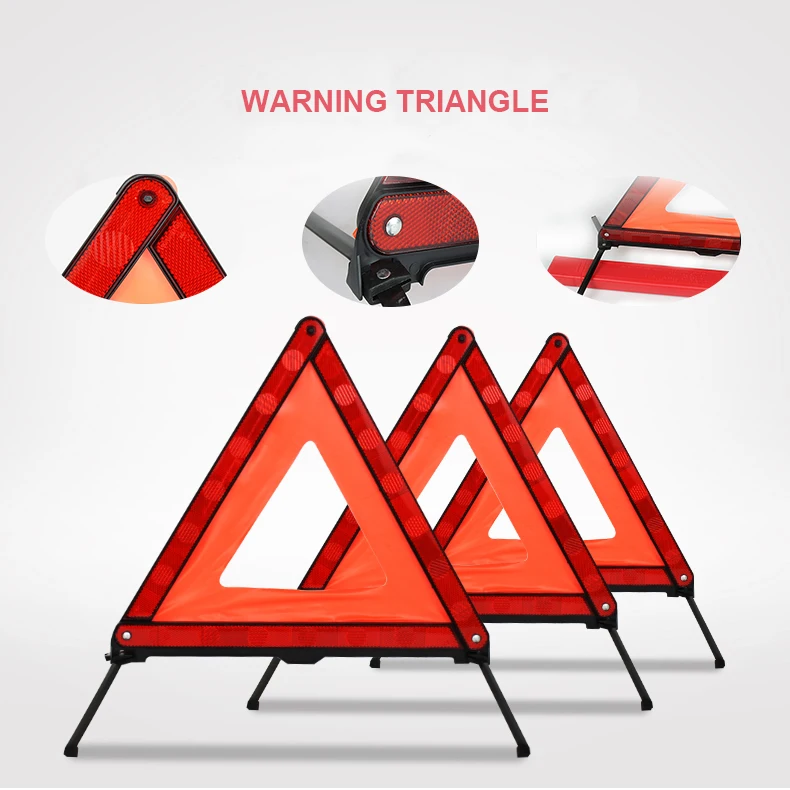 Car Breakdown Emergency Roadside Reflective Warning Triangles With ...