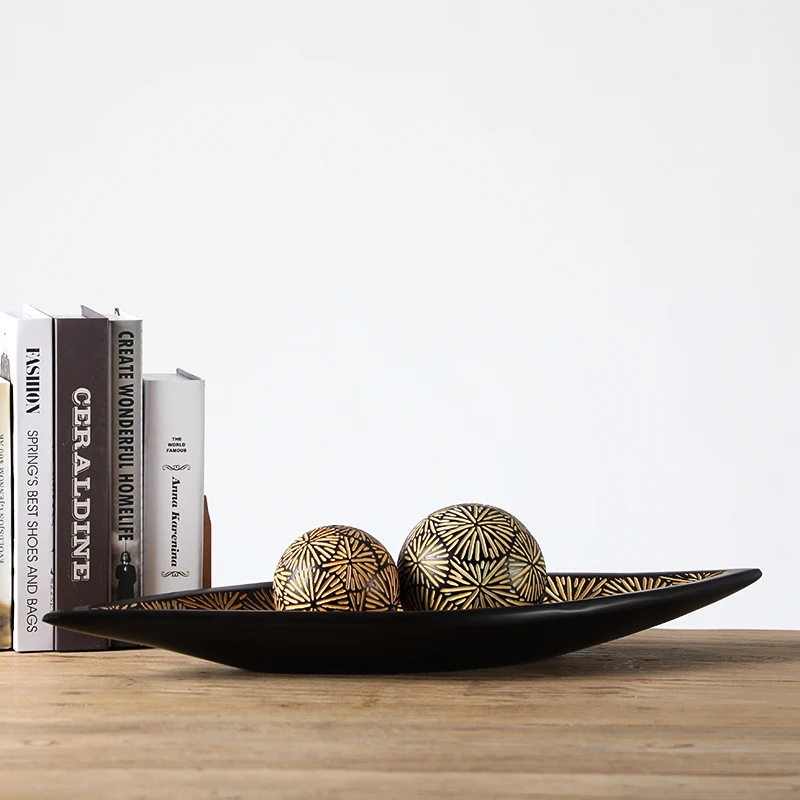 Set of Imprint Polyresin Craft Plate With Resin Ball Home Decor Items ...