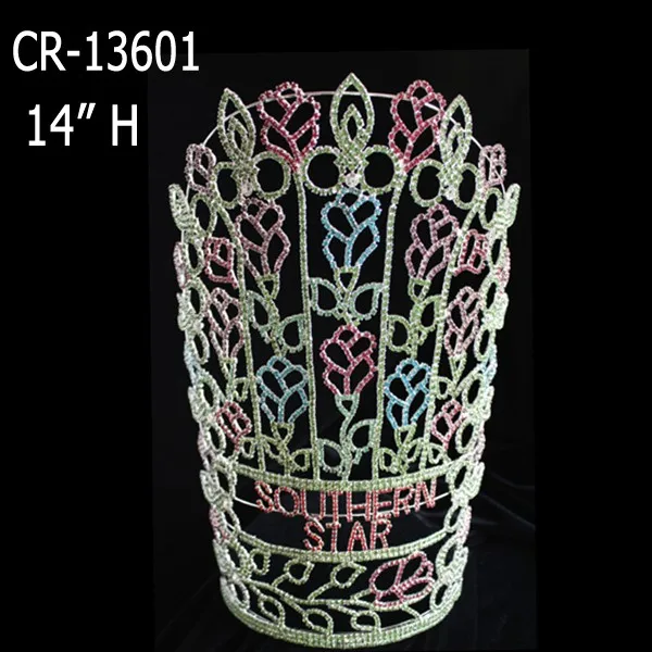 Tall Flower Leaves Queen Miss Pageant Crown - Elegant & Trendy