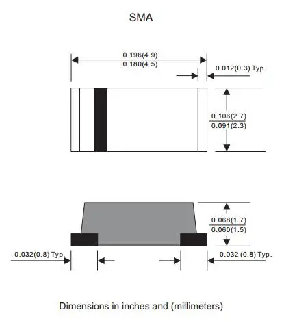 Sma Package Diode 20v-40v 1.0a Surface Mount Schottky Barrier ...
