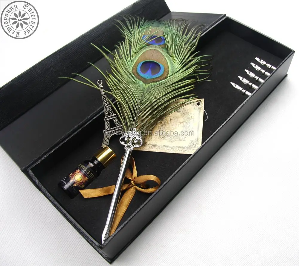 Peacock Feather Bird Fountain Pen With Gift Box Set - Buy Peacock ...