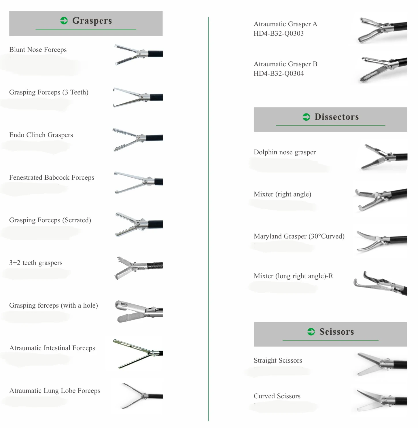5*450mm Laparoscopic Surgical Instruments Surgical Graspers Atraumatic ...