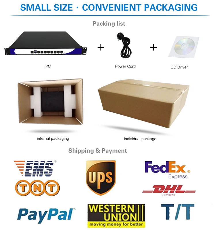 1U Rack Firewall Server - 8 Intel I211-AT 1000M Pfsense