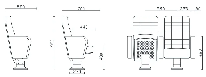 Folding Assembly Hall Chair Auditorium Chairs Free Standing Theater ...