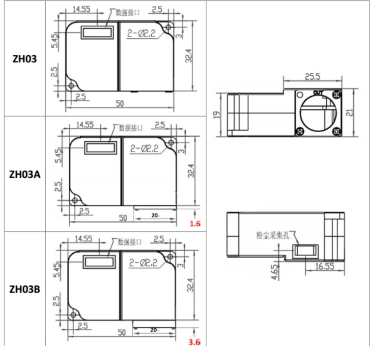 Pm1.0 Pm2.5 Pm10 Sensor Zh03/zh03a/zh03b Laser Dust Sensor Module ...