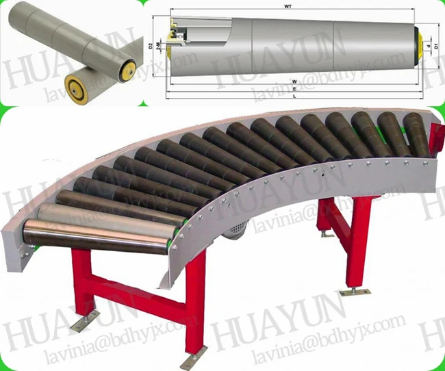 50mm Dia PP Sleeve Gravity Galvanized Steel Taper Roller