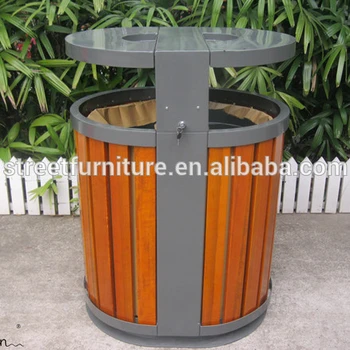 Unique Design Water Proof Galvanized Outdoor Wood And Steel Waste Bin ...