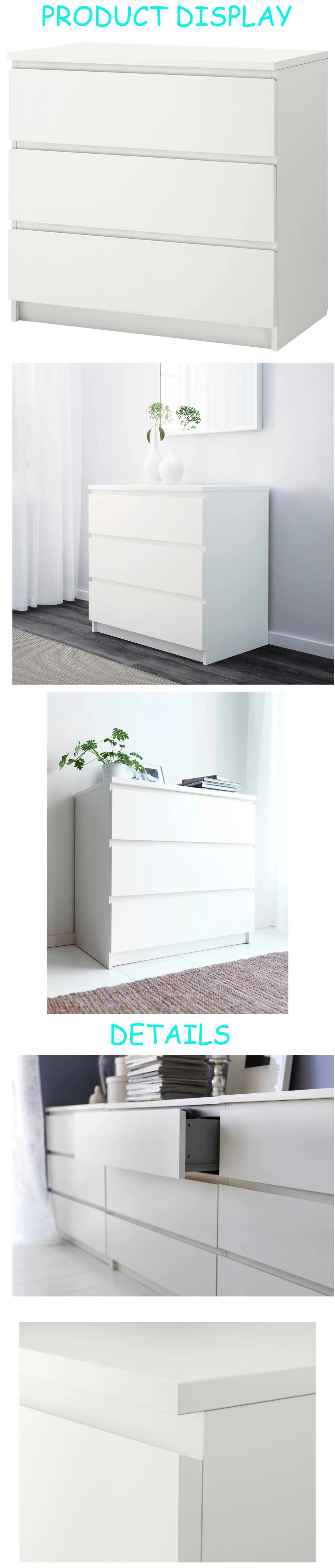 White High Gloss Wooden High Quality 3 Layers Drawer Modern Drawer ...