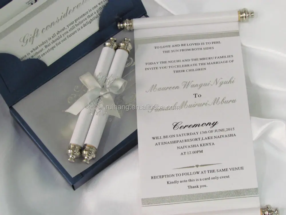 Luxury Paper Scroll Wedding Invitation Card With Decorative Box - Buy ...