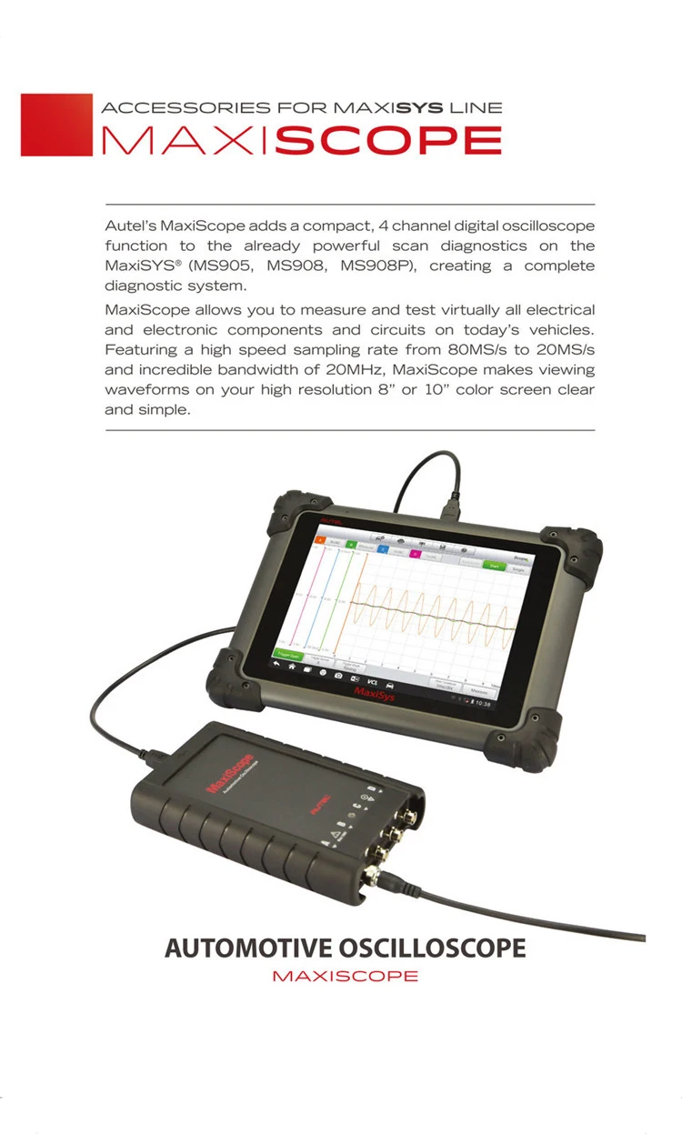 Autel Maxiscope Mp408 4 Channel Automotive Oscilloscope Basic Kit Works ...