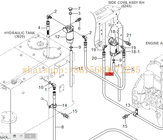 연료 필터 그릇 ASSY 굴삭기 함께 11LD-20260 R140W-9 R140LC-9 R160LC-9 R170W-7 ...