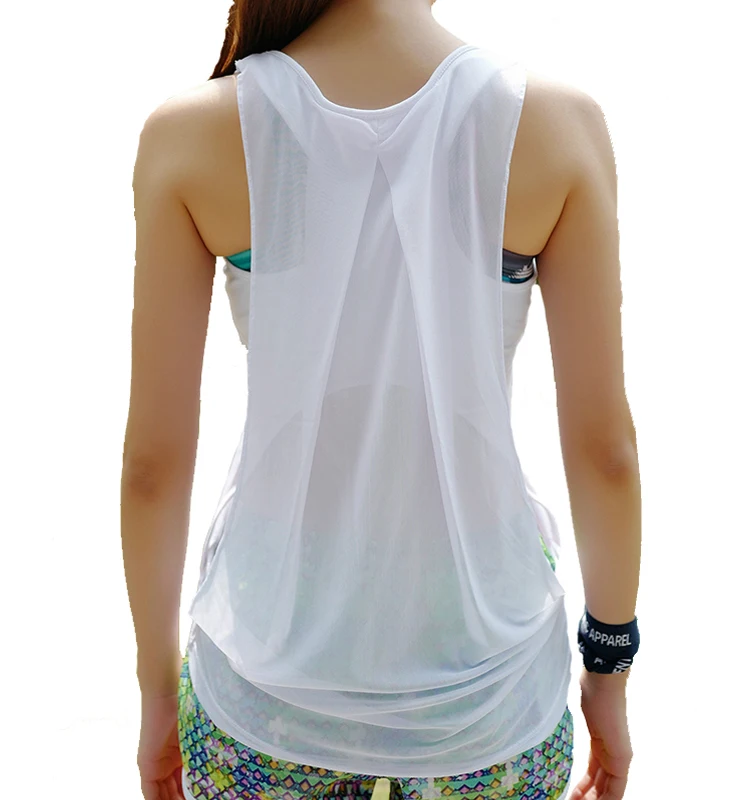 Simple Style White Girl Sport Wear Sleeveless T Shirt Women Sport Yoga ...
