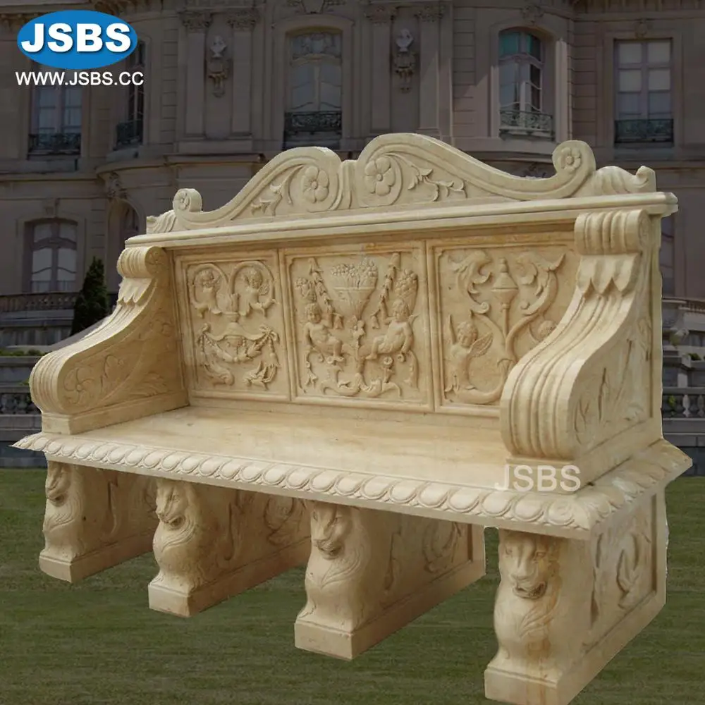 Beige French Stone Carved Seat Exterior Bench - Buy French Carved Love ...