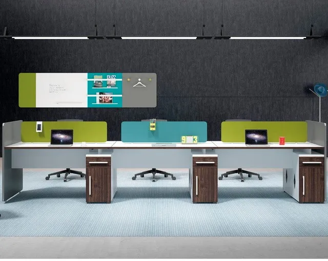 Computer Desk Office Partition Office Workstation For 6 Person Mdf ...