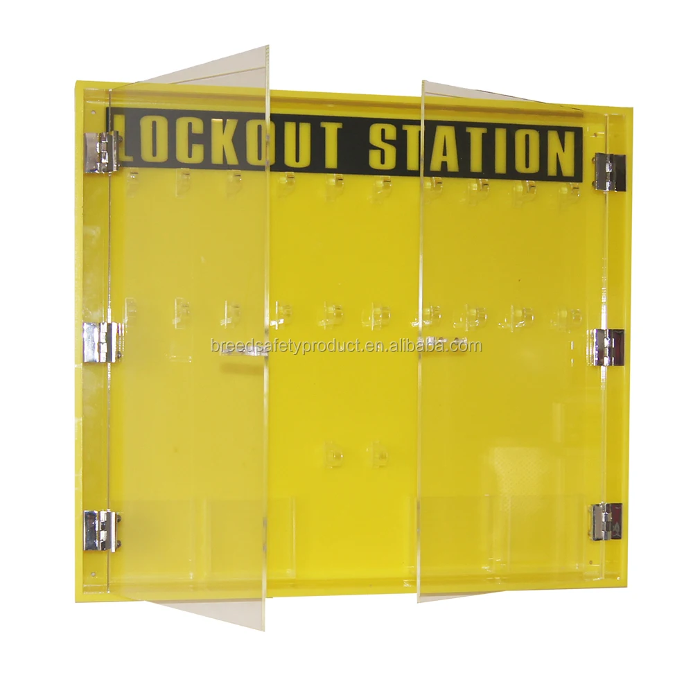 Wall-Mounted Acrylic LOTO Lockout Box Filled with Padlocks, Hasp, and ...