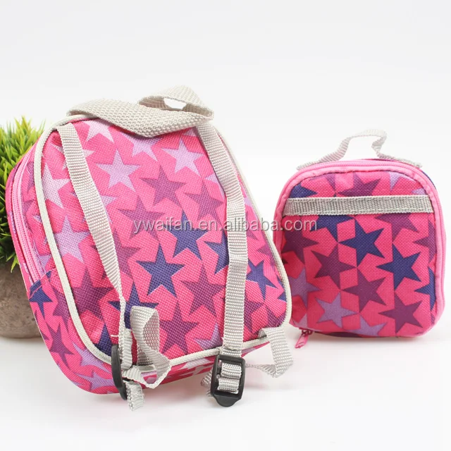 Travel Set Of 2 Doll Size Back Pack And Lunch Bag Girl Doll Backpack ...
