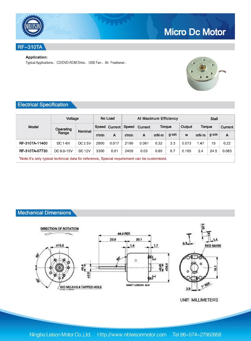 Rf 310 Micro Dc Motor 1v 6v 9v 3000 Rpm For Usb Fan - Buy Micro Dc ...