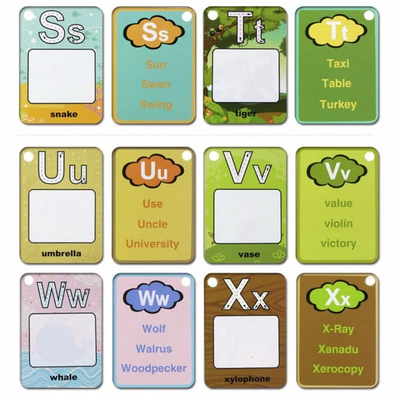 26 Alphabet English Letter Learning Water Painting Cards