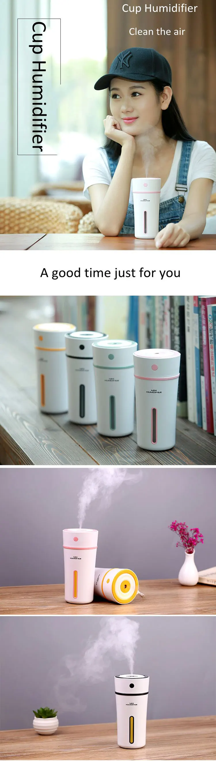 kbaybo colorful cup usb mini humidifier cool mist air humidifier with ...