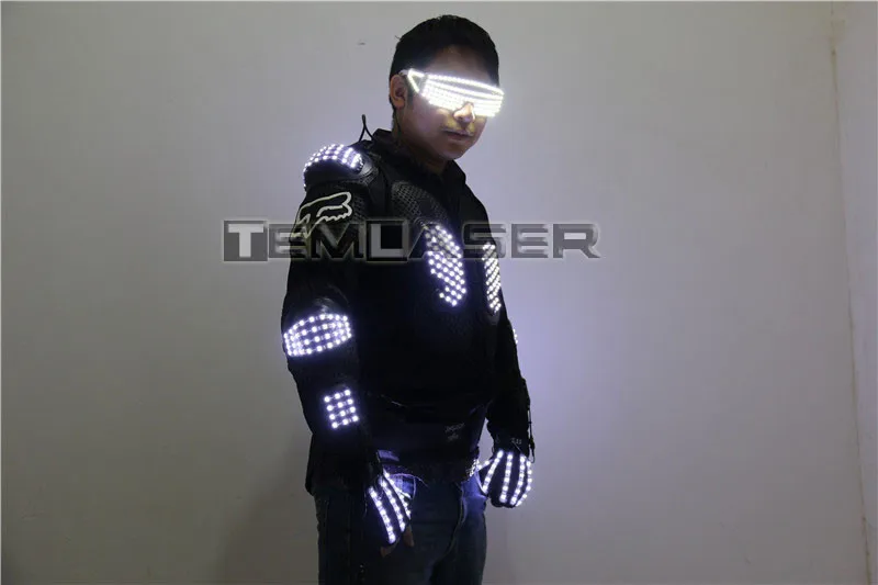 Fashion Led Armor Light Up Jackets Costume Glove Glasses Led Outfit ...