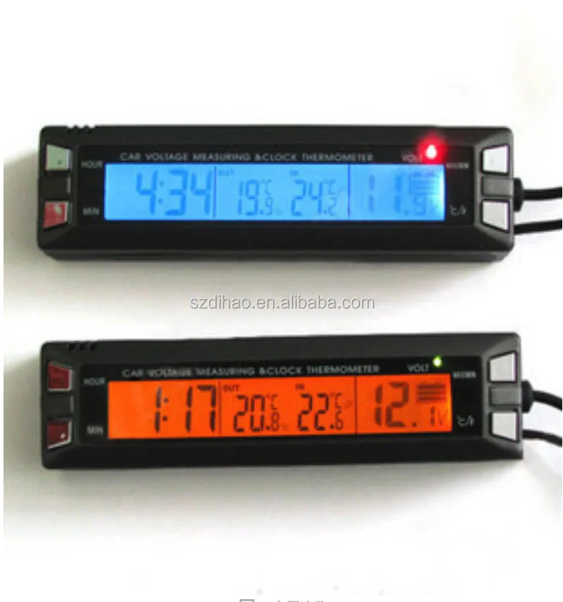 Dihao In/out Car Auto Lcd Digital Clock Thermometer Temperature Voltage ...