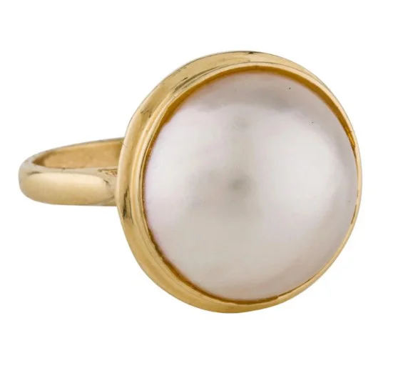 Yellow Gold Moti Women Mabe Pearl Ring - Buy Platinum Pearl Ring ...