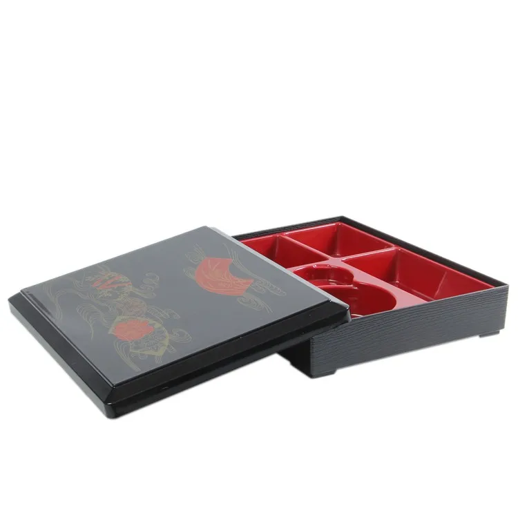 2020 Japanese Traditional Black & Red Lacquerware Bento Box