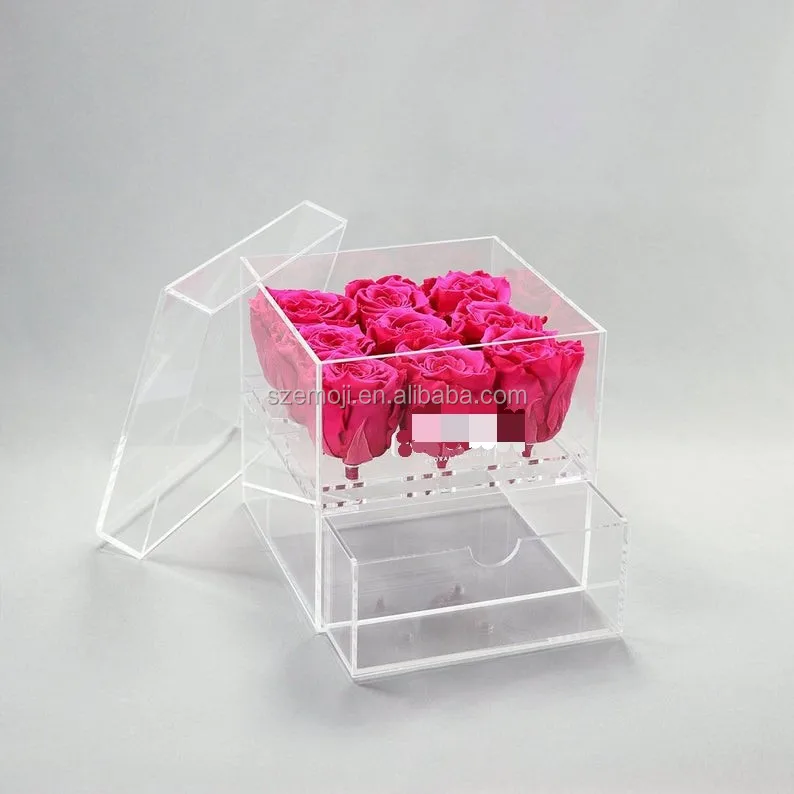 Transparent Round Acrylic Plexiglass Eternal Rose Flower Box For ...