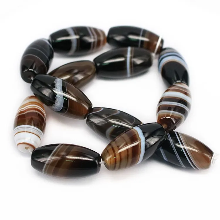 Ab0799 Natural Black Brown Striped Agate Drum Beads,Vintage Black ...