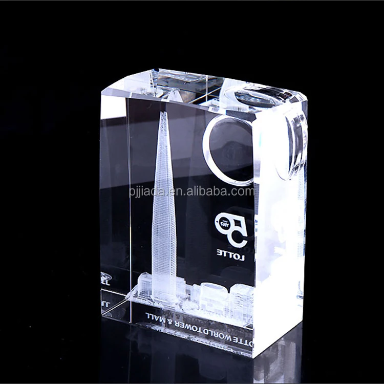 Crystal Glass Blank Cube Paperweight With Clock Custom 3d Laser Engrave ...