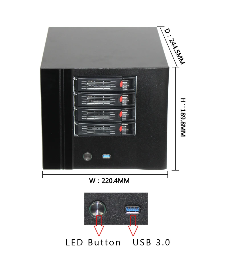 Wholesale Price Mini ITX NAS 4 Bay PC Case for Home Office