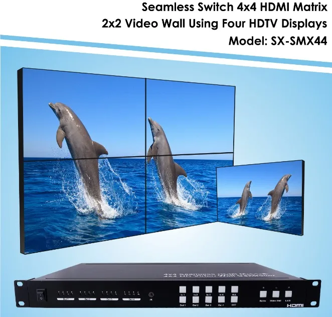 4x4 Hdmi Seamless Matrix Switcher With Video Wall Function And Control ...
