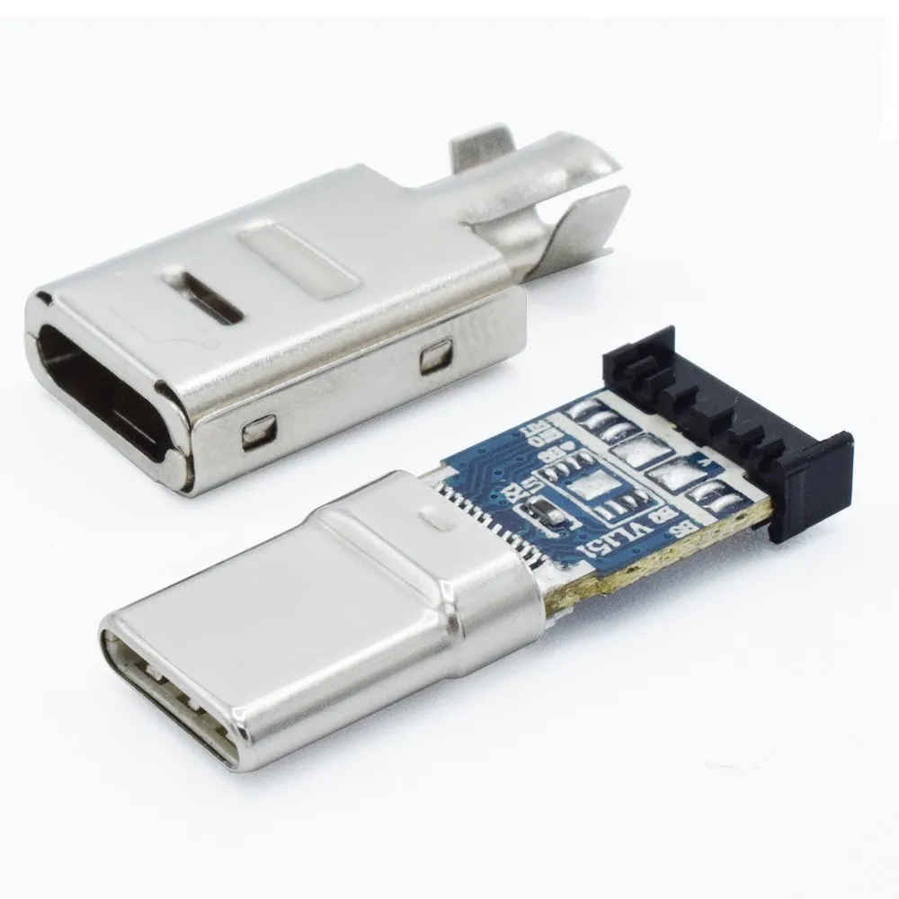 Golden Plated C Type USB C Male Connector Solder Wired