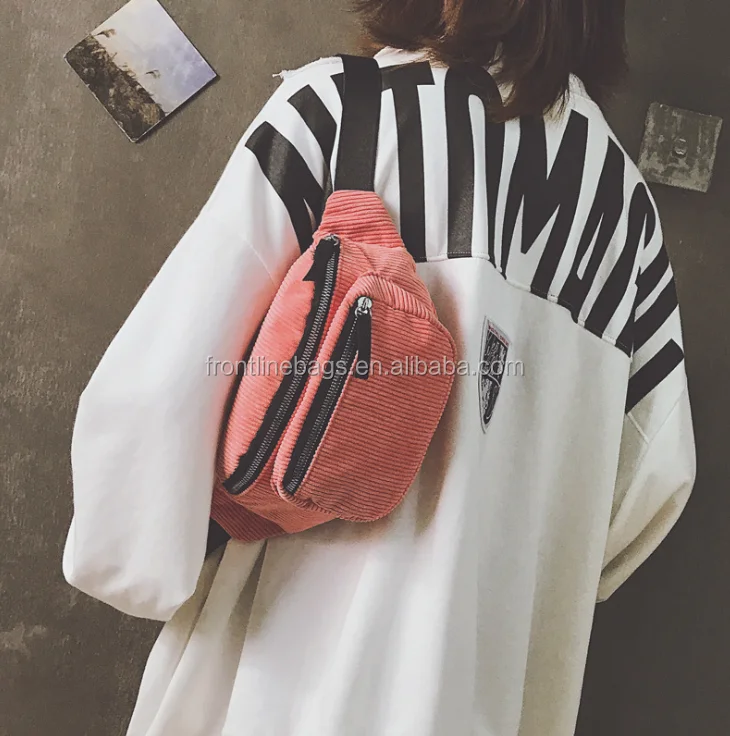 Preppy Fanny Pack - Stylish & Secure Corduroy Waist Bag